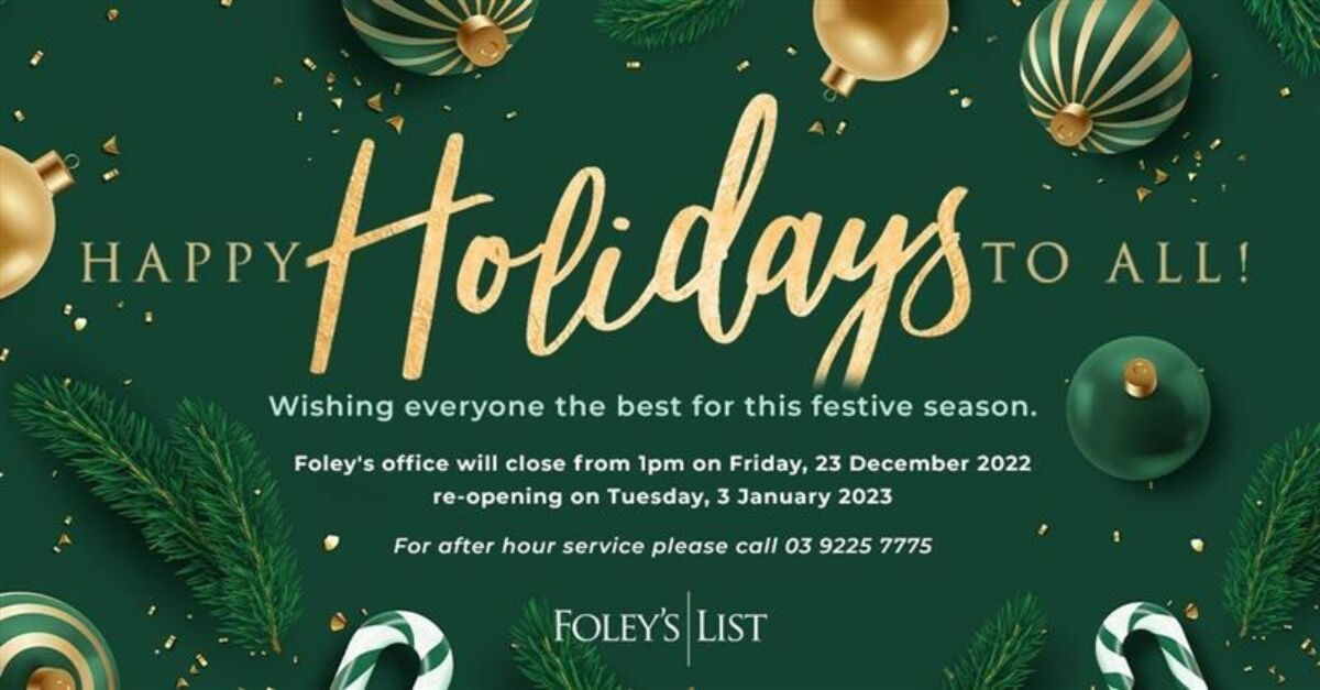 Holiday Closing Hours | Foleys List