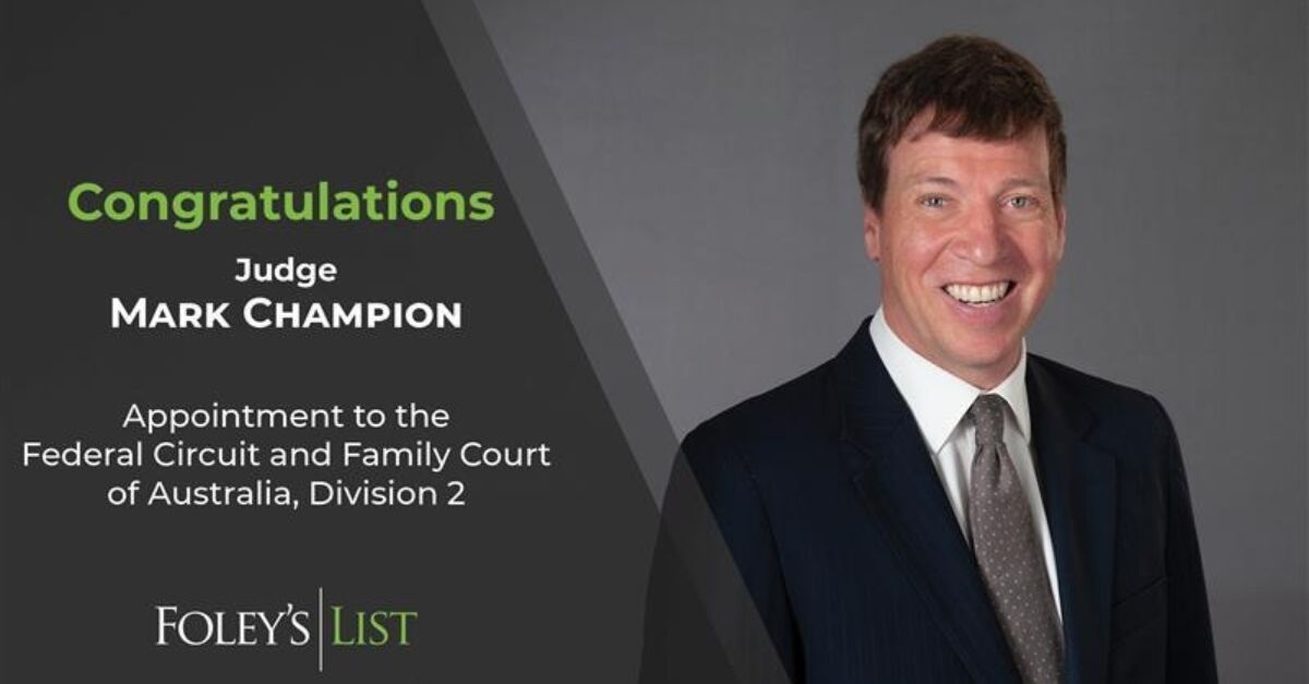 Mark Champion appointed to Federal Circuit and Family Court of ...