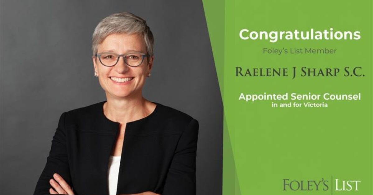 Raelene J Sharp SC appointed to Senior Counsel | Foleys List