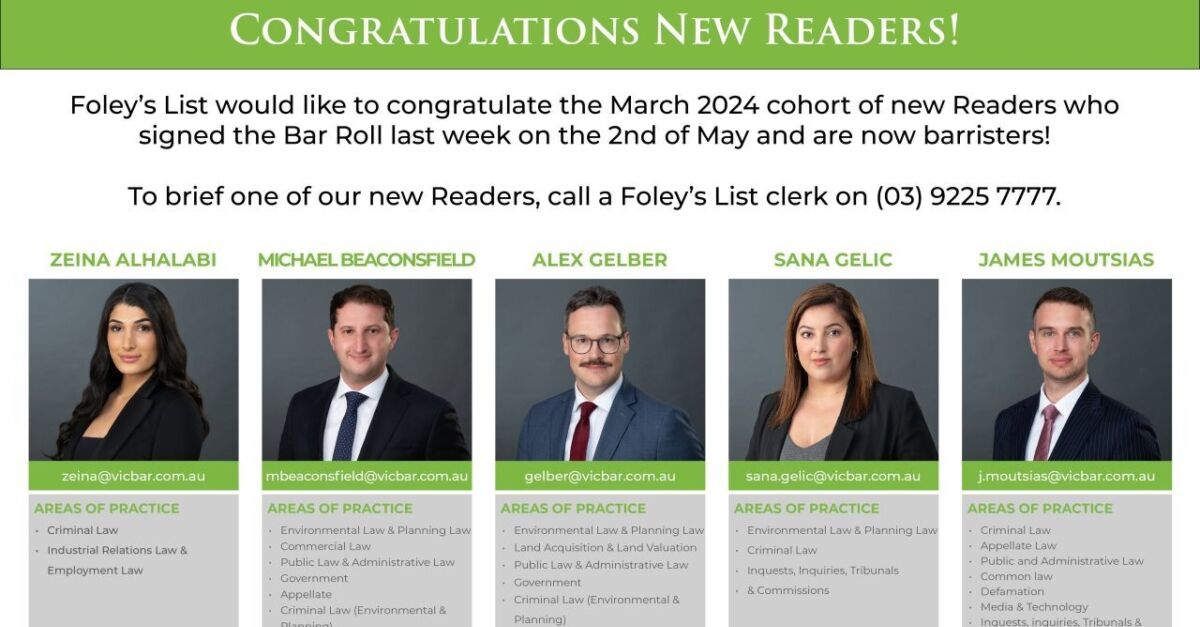 Congratulations on signing the Bar Roll | Foleys List
