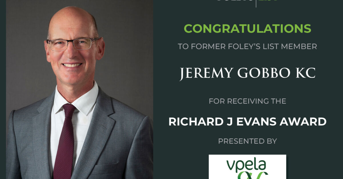 Congratulations to former List Chair Jeremy Gobbo KC on receiving VPELA ...
